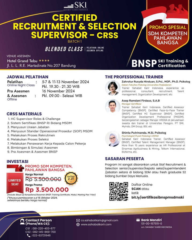 CERTIFIED RECRUITMENT & SELECTION SUPERVISOR (CRSS) BATCH 1 – BNSP C ...